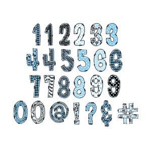 Double Doodle Alphabet Bundle | 2 Full Alpha & Number Sets | Light Blue ...