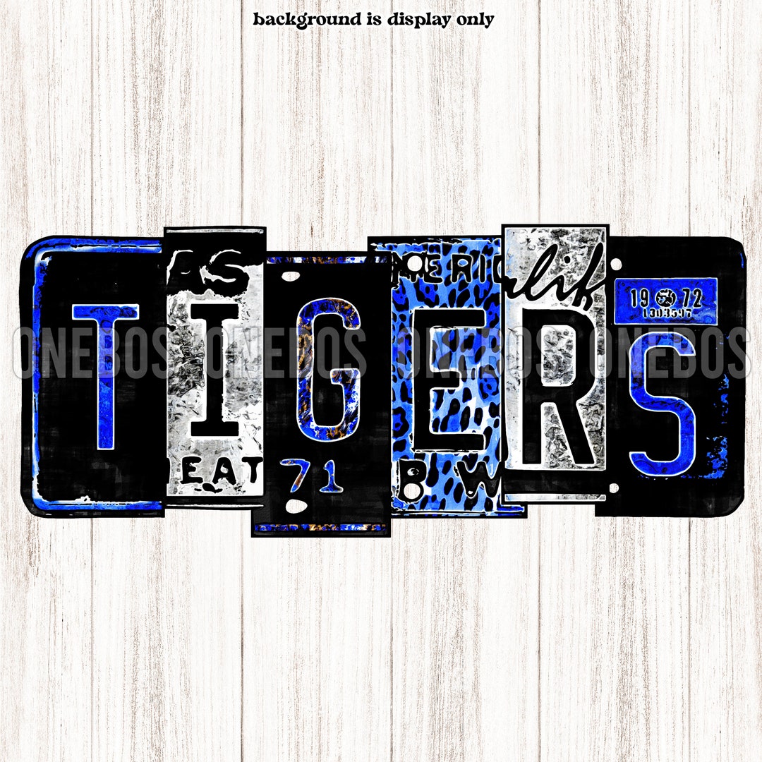 Tigers License Plate PNG, Blue Black White, Leopard, Grunge ...