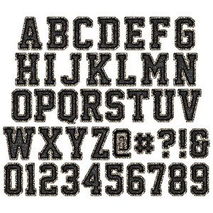 Leopard Black Glitter Alphabet, Varsity Athletic Block Letters, PNG ...