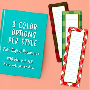 Digital Bookmarks (printable), Clipart Bundle Set of 12 | Lined & Blank ...