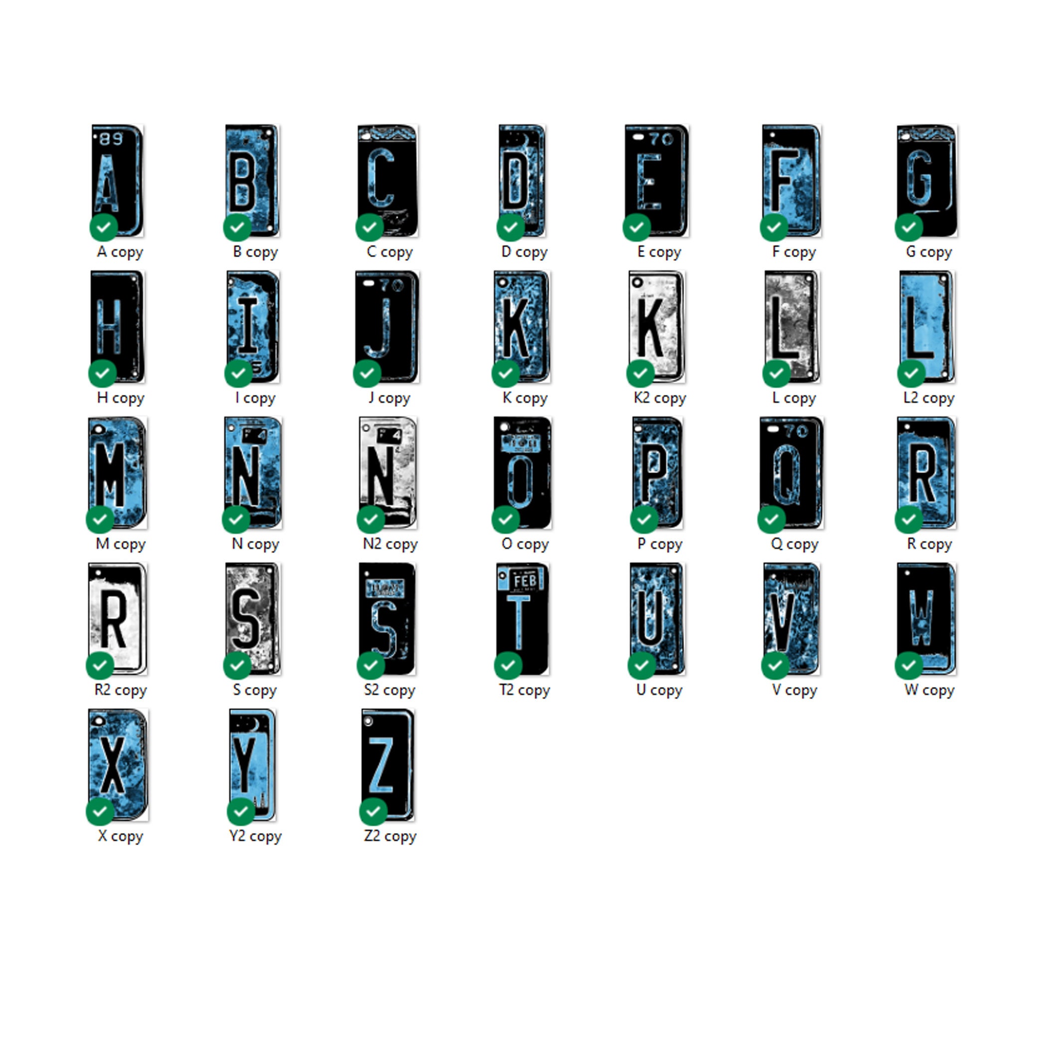 License Plate Alphabet, Mix Match Letters, Light Blue Columbia, Leopard ...