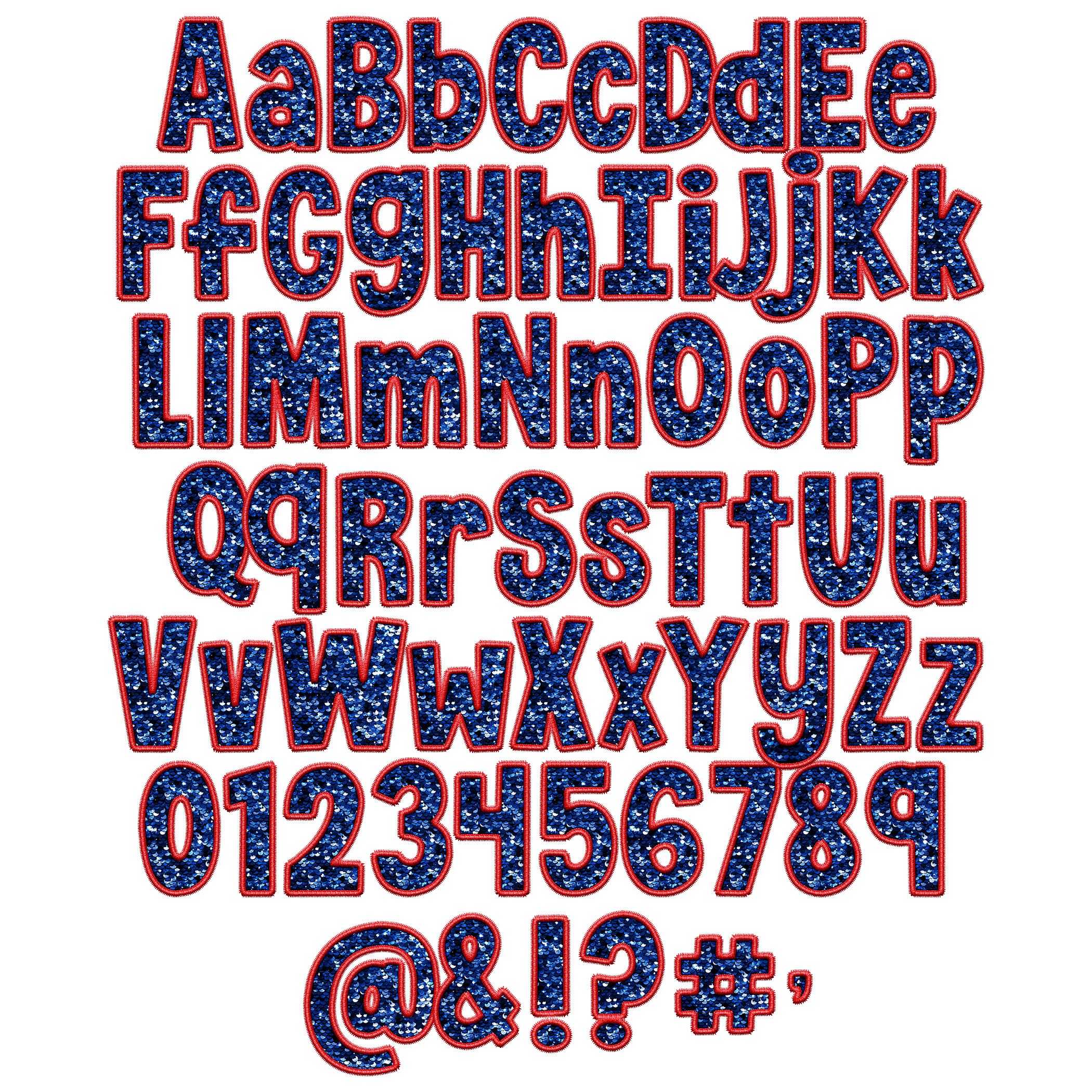 Patriotic Alphabet PNG – Midnight Blue Sequin Letters With Red Border ...