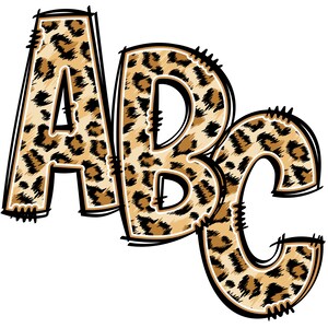 Leopard Alphabet PNG, Bubble Fat Hand Drawn Doodle Letters VS3 With ...