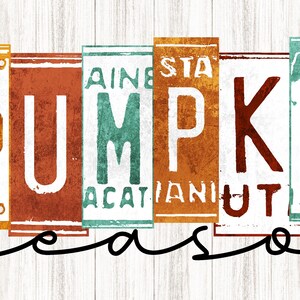 Pumpkin Season PNG, Fall PNG, License Plate Png, Boho Fall Autumn, Cool ...