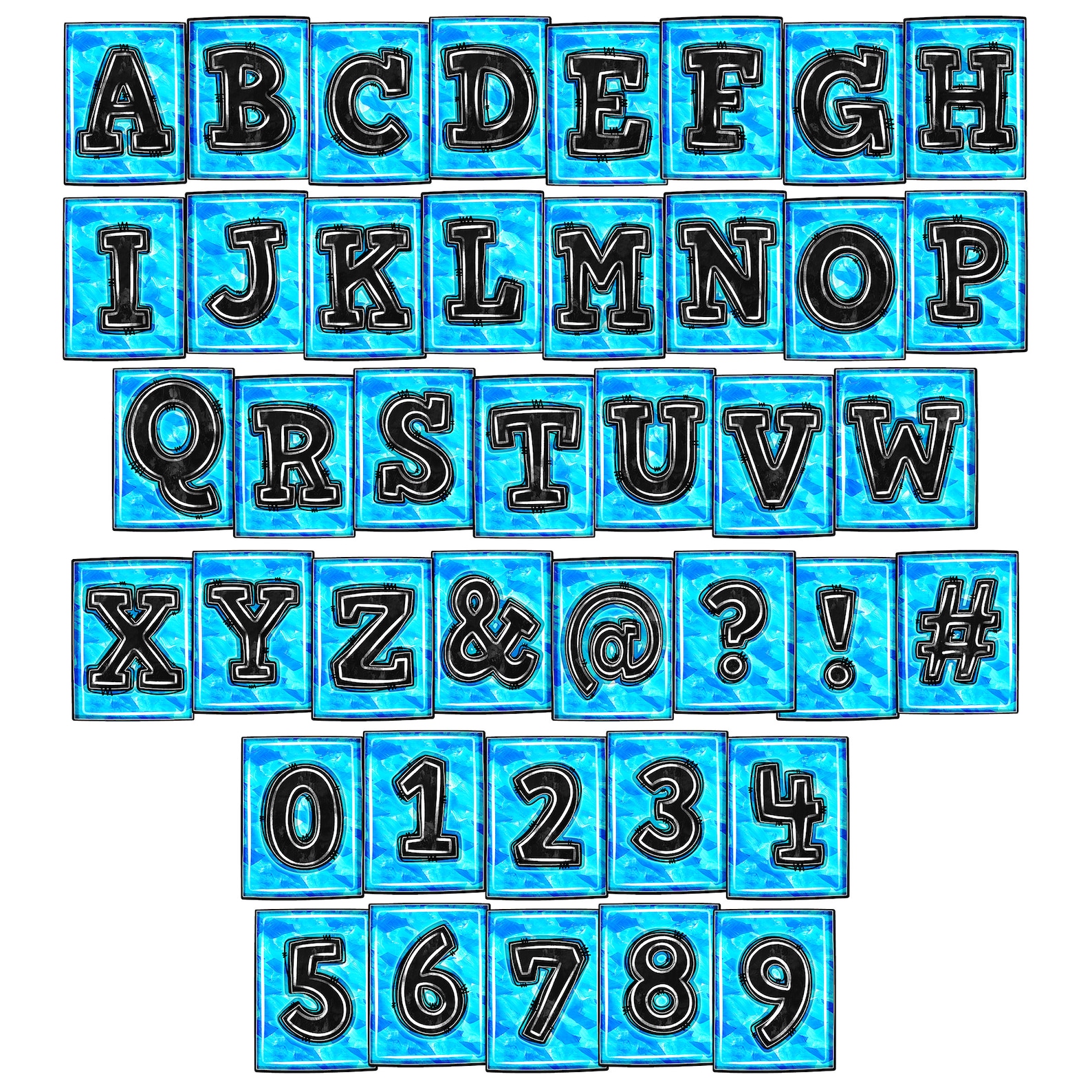 10 Color Basics Boxy Doodle Alphabet PNG, Digital Download, Casual Hand ...