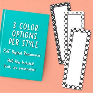 Digital Bookmarks (printable), Clipart Bundle Set of 12 | Lined & Blank ...
