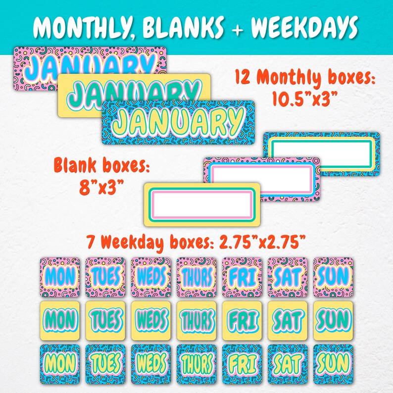 Wall Calendar - Pocket Chart for Teachers | Bright Geometric Shapes ...