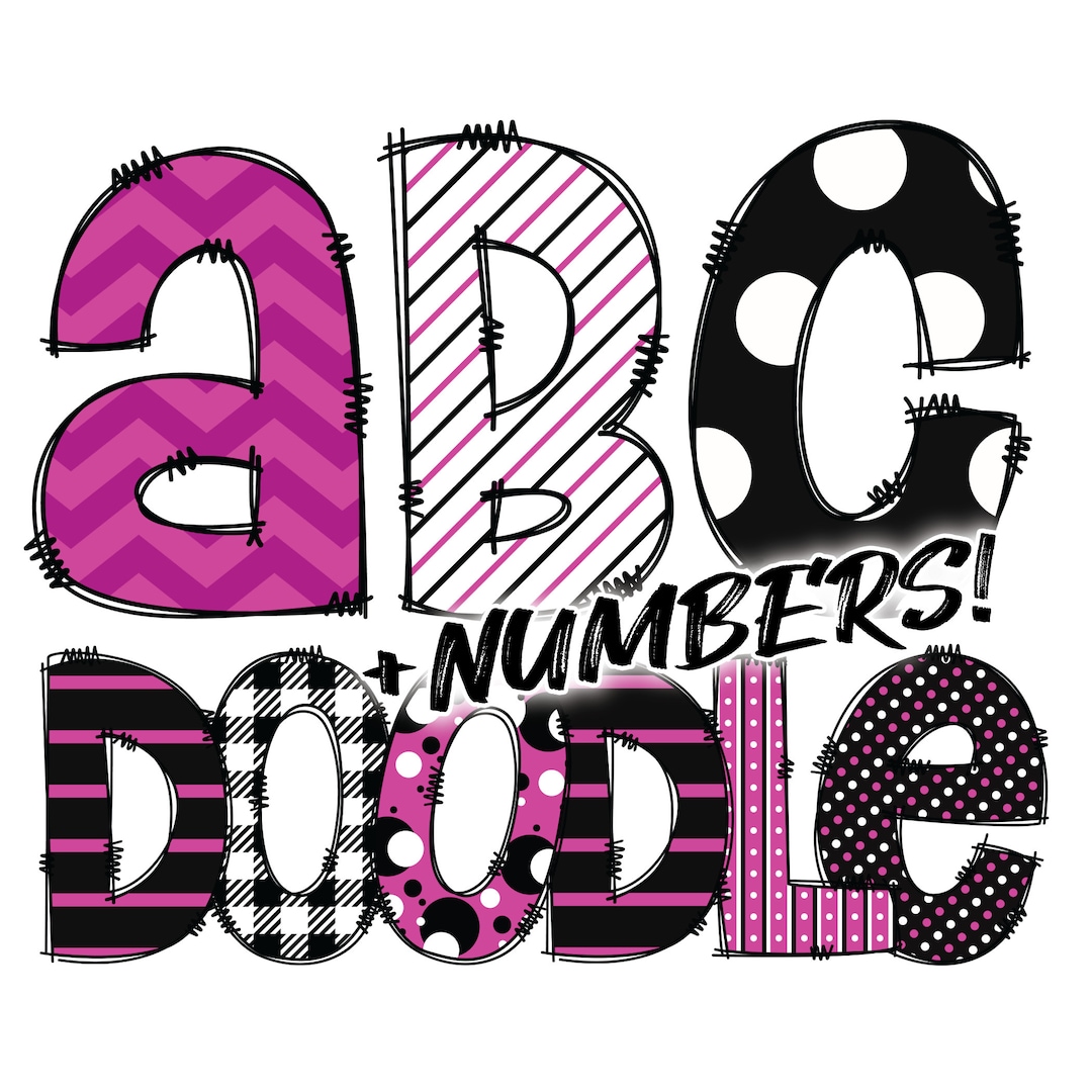 Digital Download | Doodle Pink Black White Pattern Fill | PNG Clipart ...