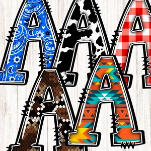 Cowboy Farm Alphabet Bundle, 10 Pack Doodle Alphabet With Bandana ...
