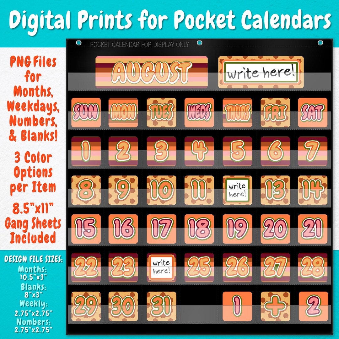 Wall Calendar - Pocket Chart for Teachers | Stripes, Polka Dots, Fall ...