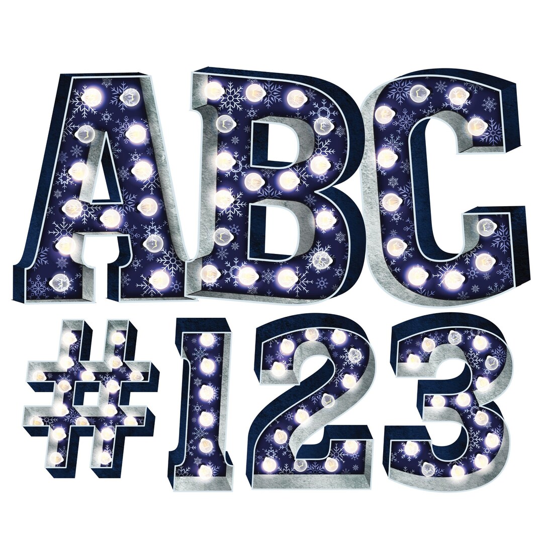 Digital Download | Blue Snowflake Christmas Marquee Letters & Numbers ...