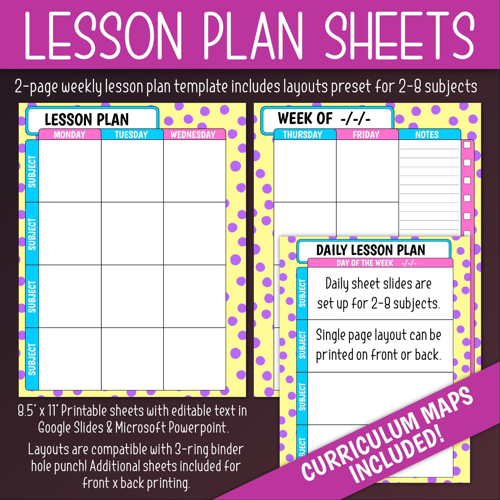 Lesson Plan Sheets & Curriculum Maps (editable) | Geometric, Circles ...