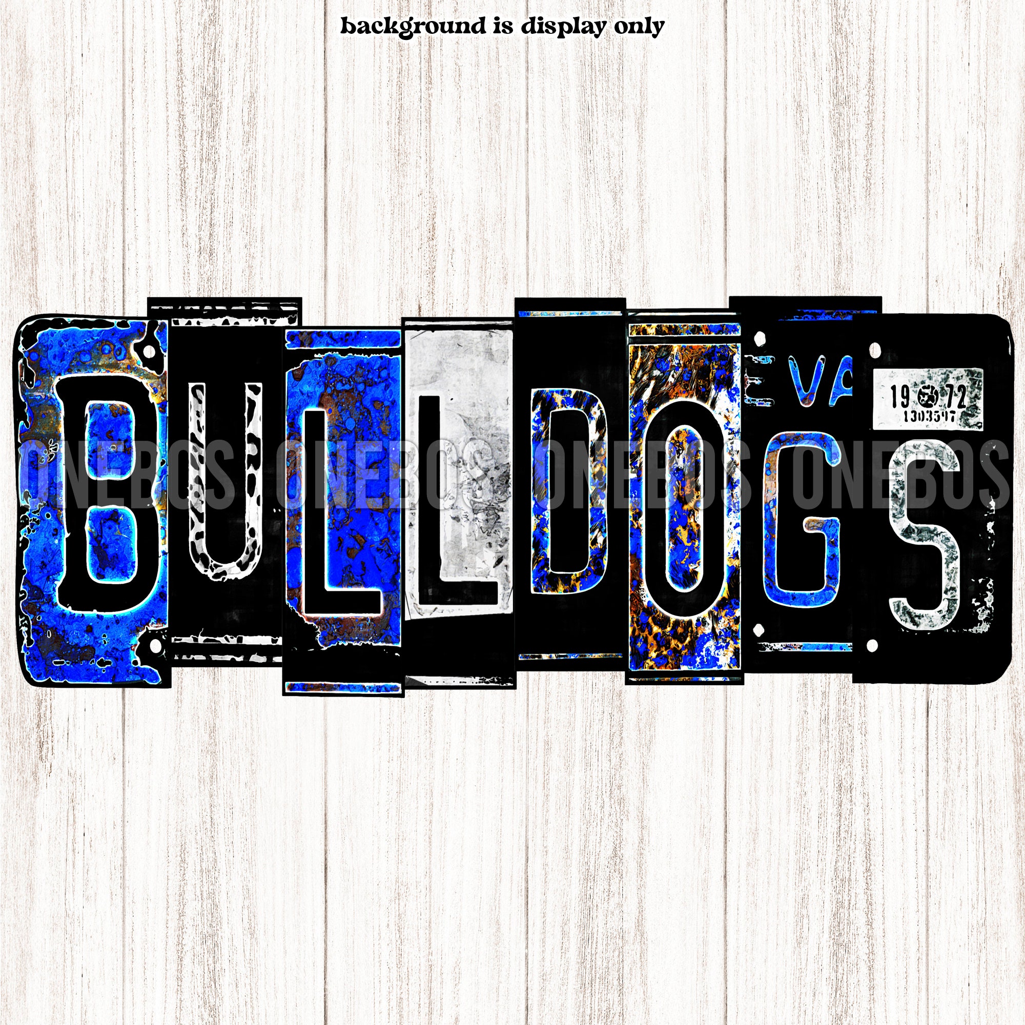 Watercolor License Plate Bulldogs PNG, Royal Blue White Grey, Leopard ...