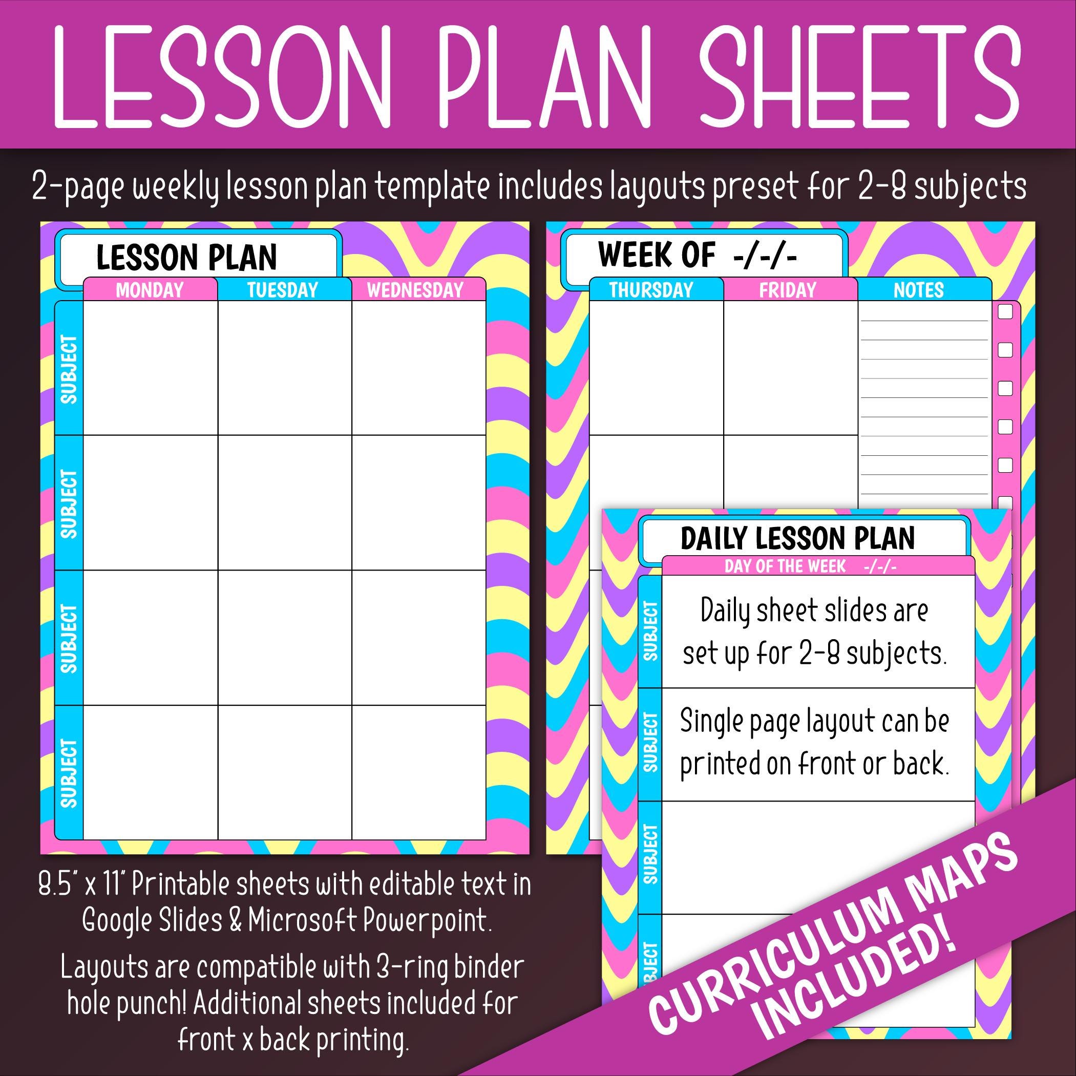 Lesson Plan Sheets & Curriculum Maps (editable) | Floral, Diamond ...