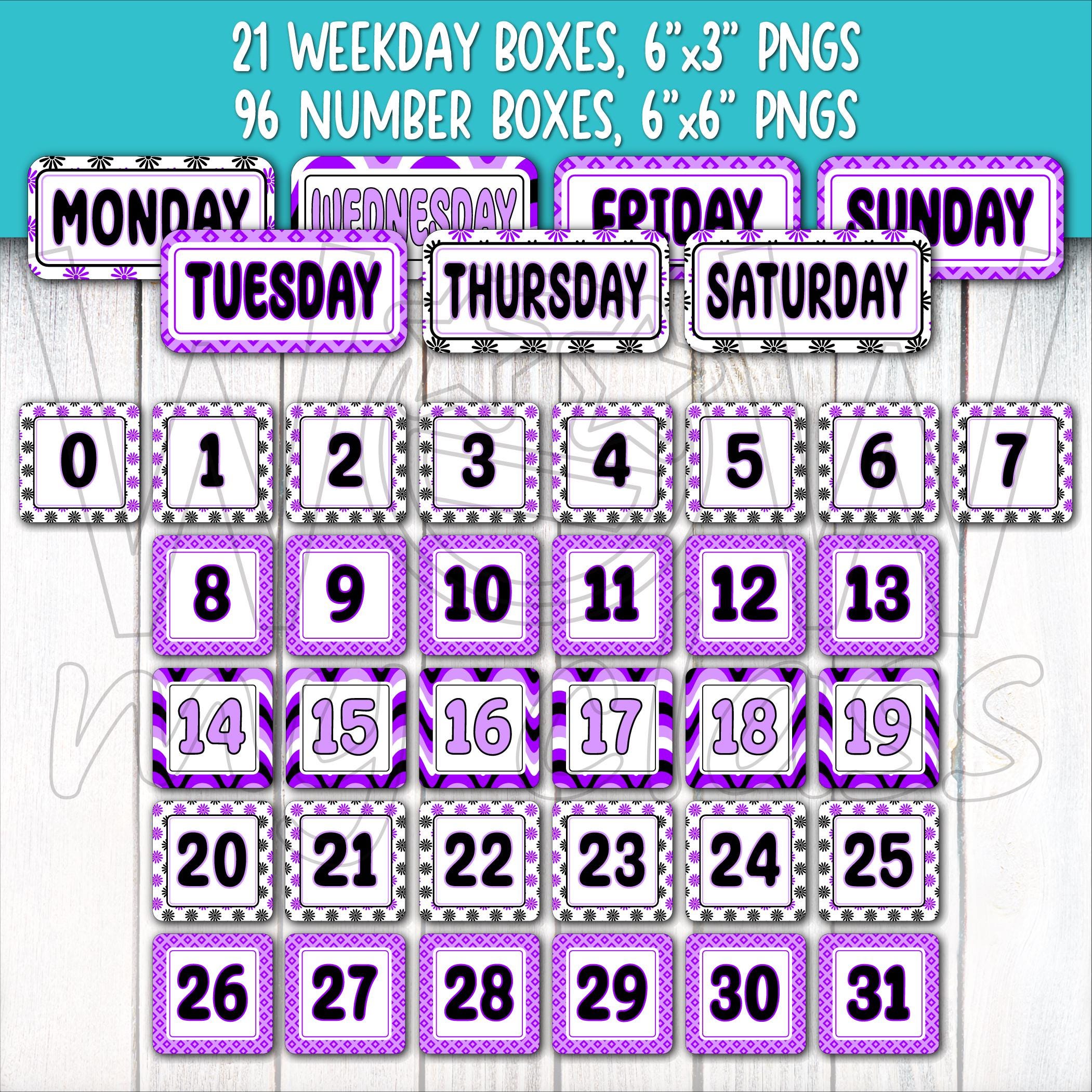 Wall Calendar - Standard - for Teachers | Flowers, Diamonds, Checkered ...