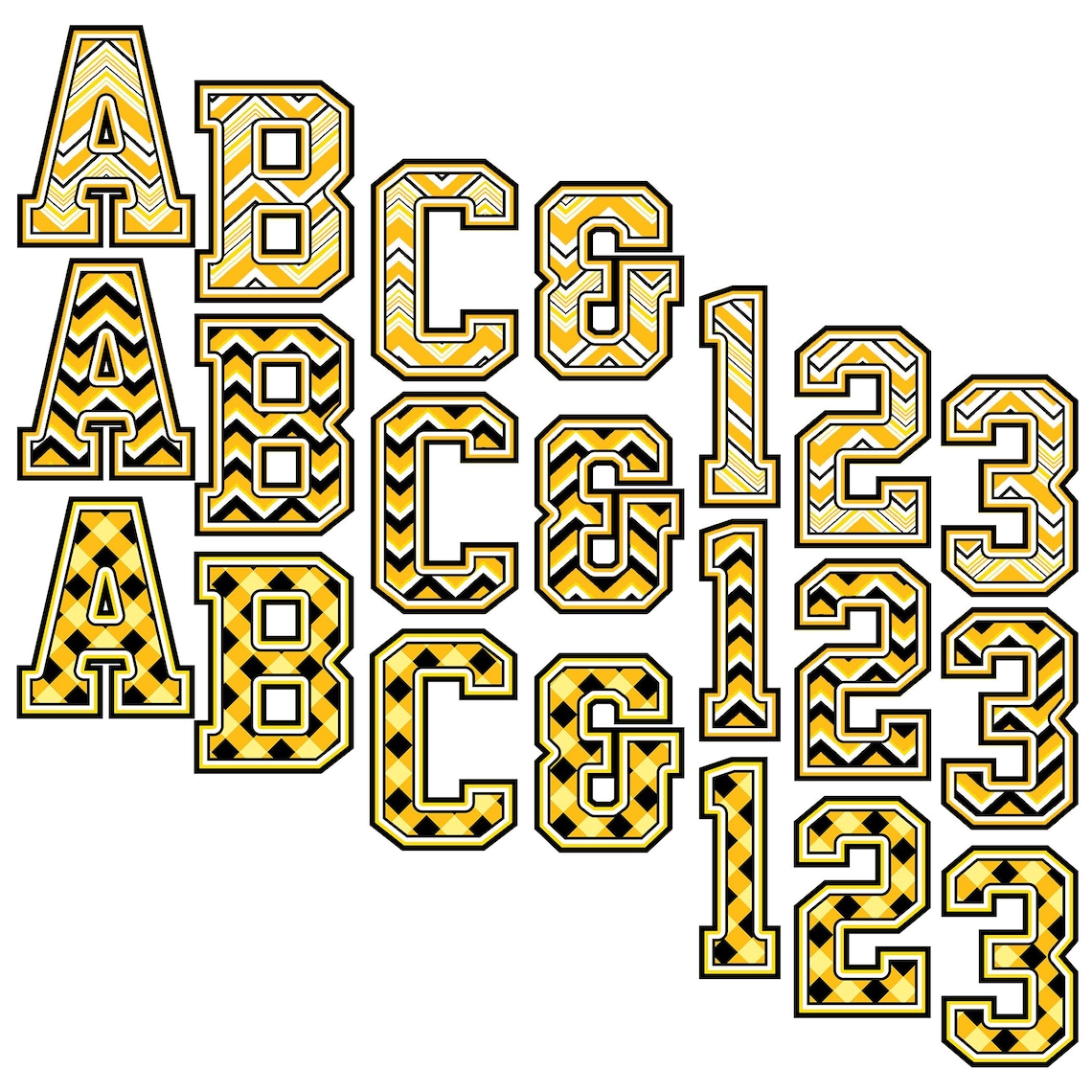 Preppy Pattern Alphabet Letters PNG Bundle | 9 Sets A-Z Numbers Symbols ...
