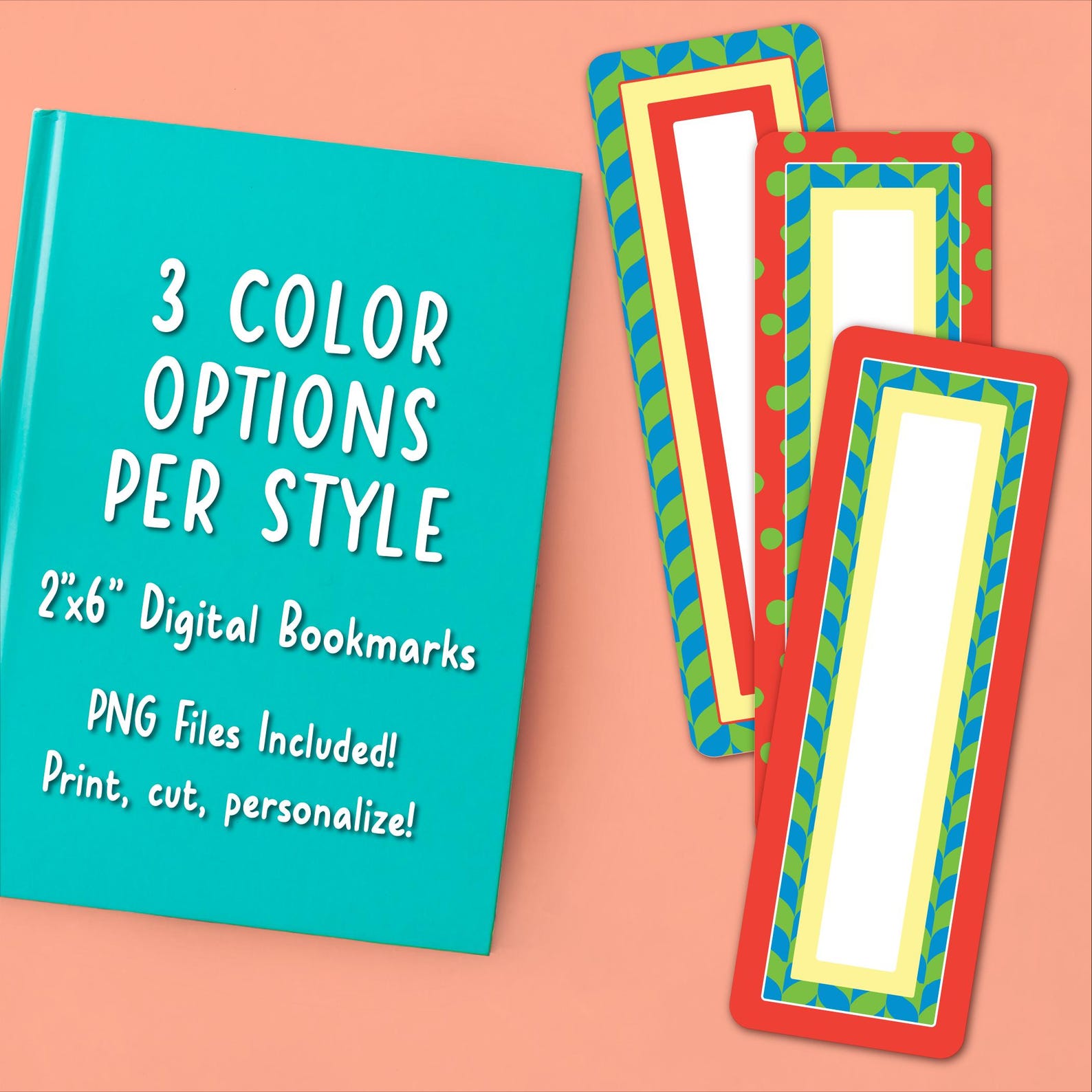 Digital Bookmarks (printable), Clipart Bundle Set of 12 | Lined & Blank ...