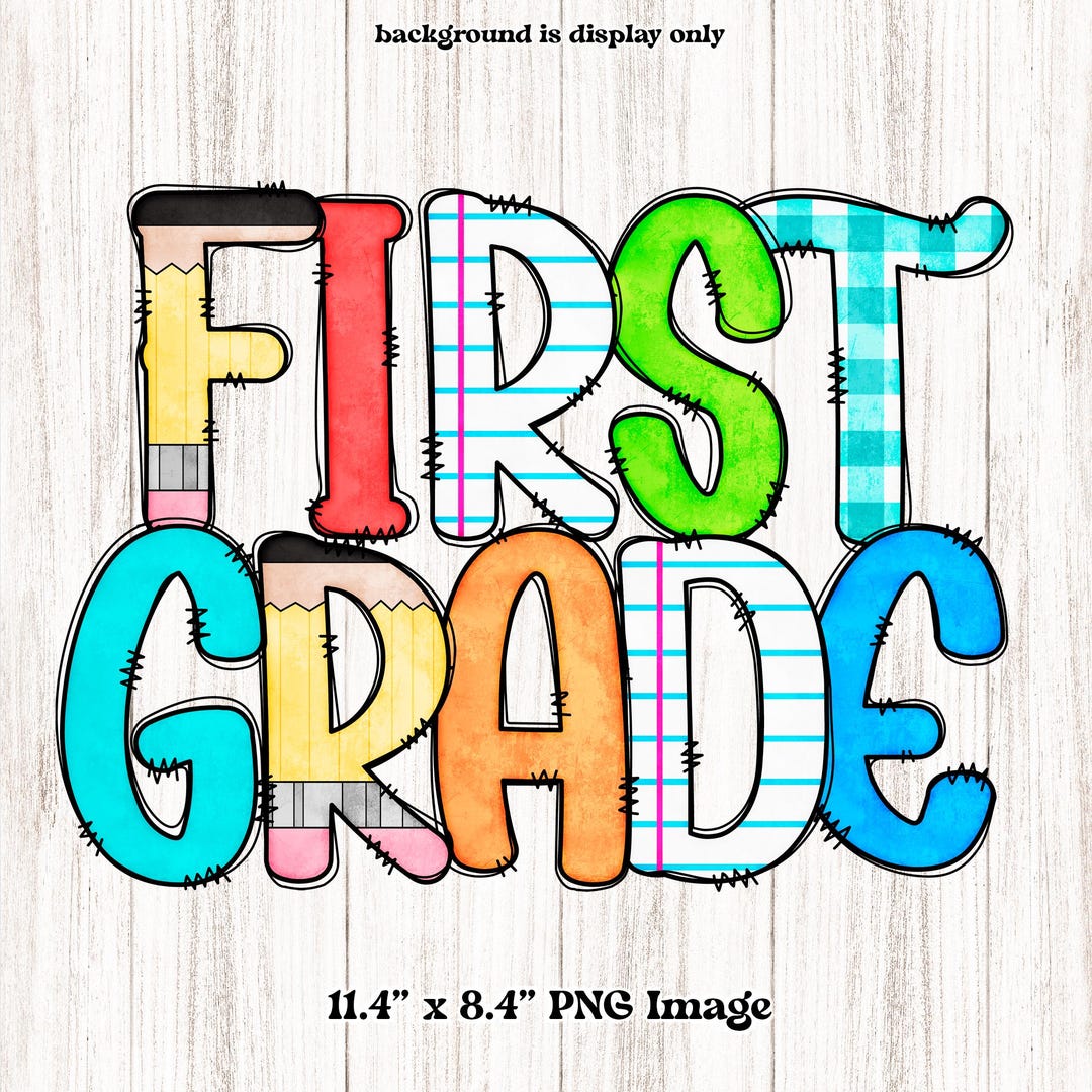 First Grade PNG, Doodle First Grade Design With Primary Colors and ...