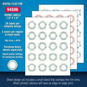 Label Sheet Templates Editable Text Avery Compatible - Etsy