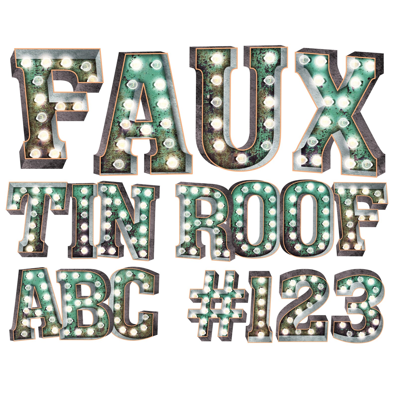Digital Download Faux Rustic Tin Roof Marquee Letters & - Etsy