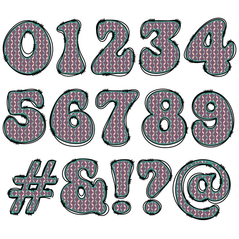 Digital Download Doodle Retro AG Purple and Teal Vintage - Etsy