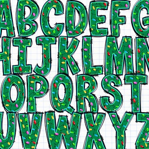 Christmas Lights Doodle Alphabet PNG, Clipart Bundle of 6 Letter ...