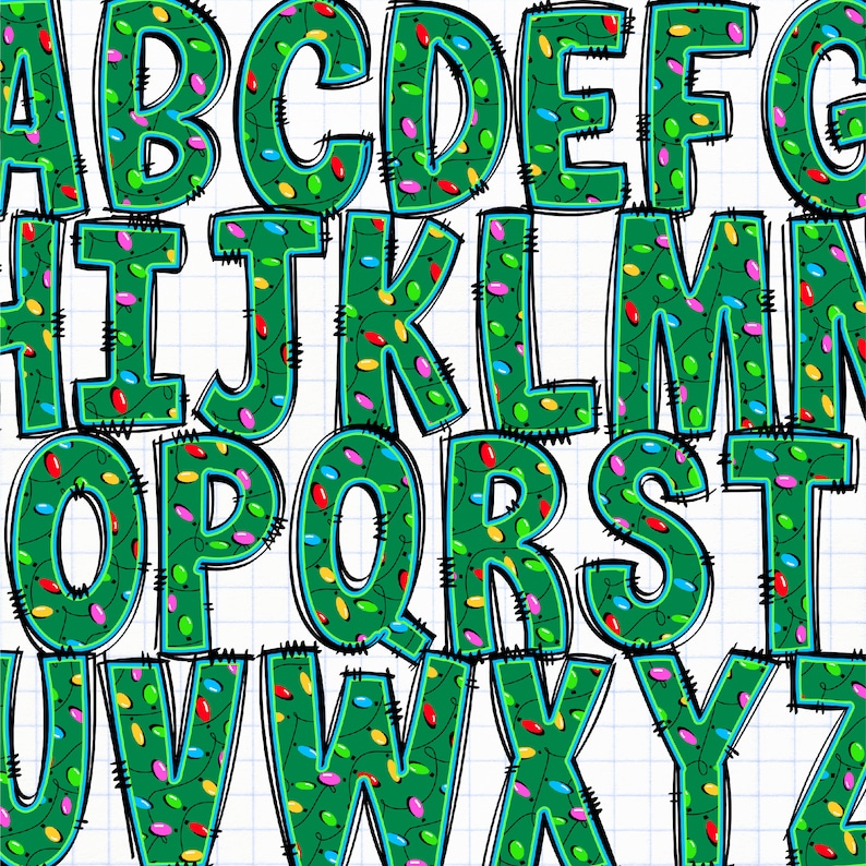 Christmas Lights Doodle Alphabet PNG Clipart Bundle of 6 - Etsy