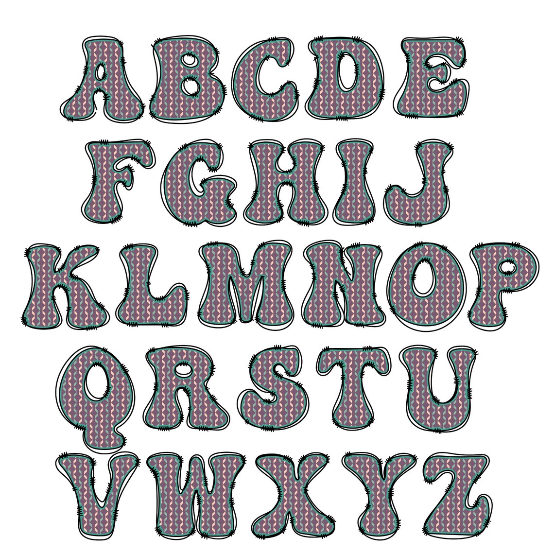 Digital Download Doodle Retro AG Purple and Teal Vintage - Etsy