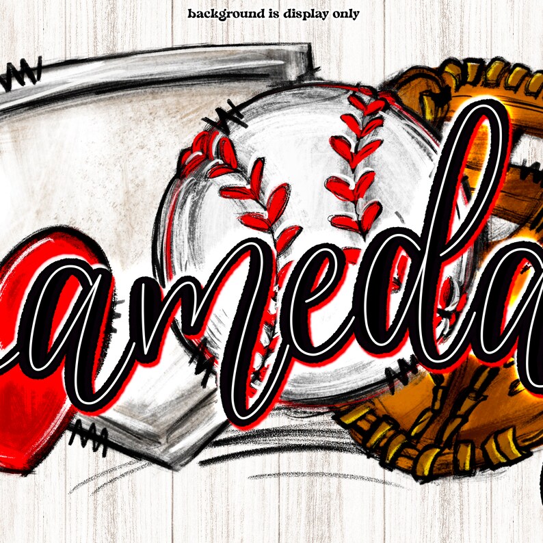 Baseball Gameday PNG Doodle Hand Drawn Sublimation Digital - Etsy
