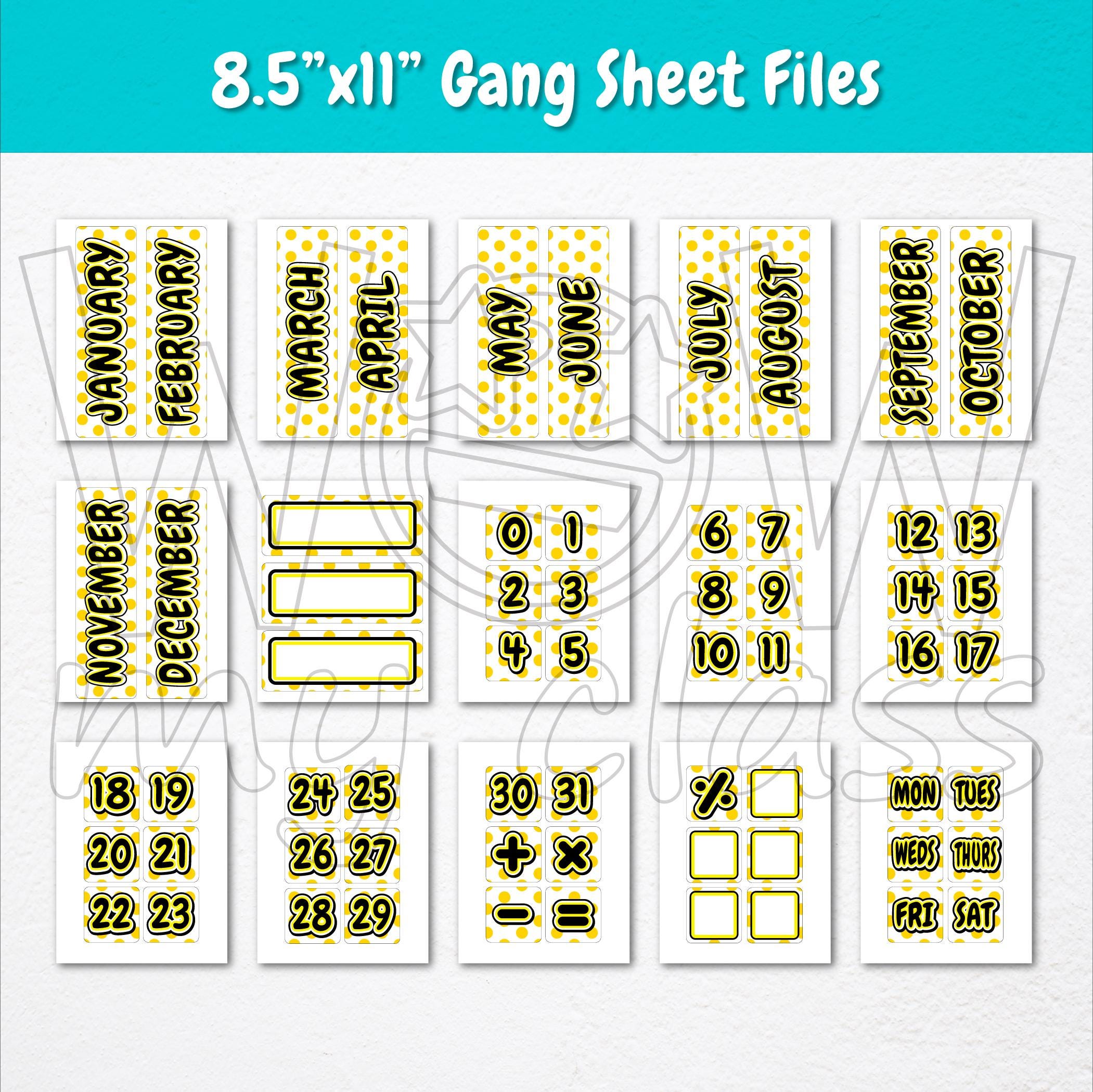 Wall Calendar - Pocket Chart for Teachers | Hand Drawn Grid, Diagonal ...