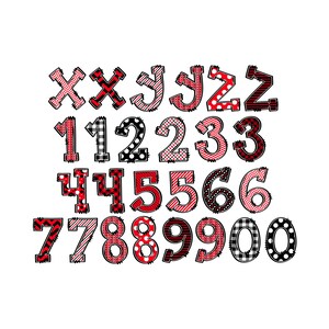 Doodle Red Black PNG Alphabet Bundle, Double Sets of Uppercase ...