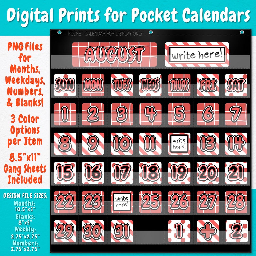 Wall Calendar - Pocket Chart for Teachers | Grid, Diagonal Stripes ...