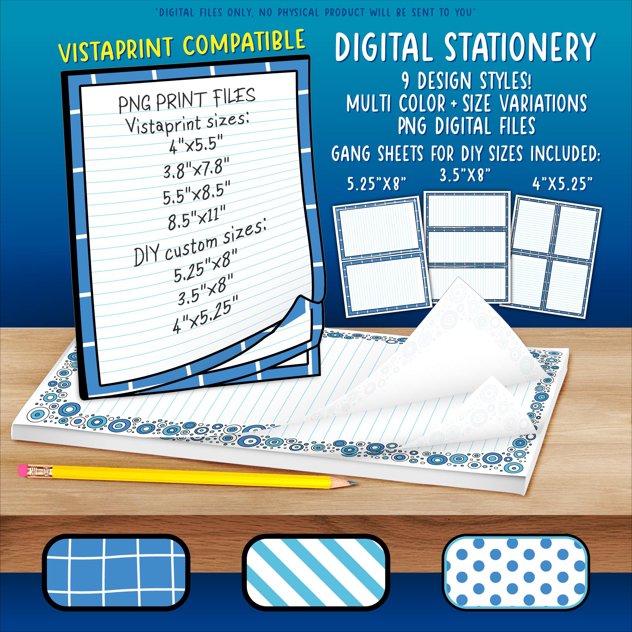 Stationery Pack | Printable & Vistaprint Compatible | Hand Drawn Grid ...