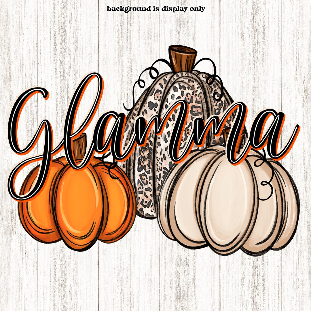 Glamma Pumpkin PNG, Clipart for Fall, Thanksgiving, Hand Drawn Line ...