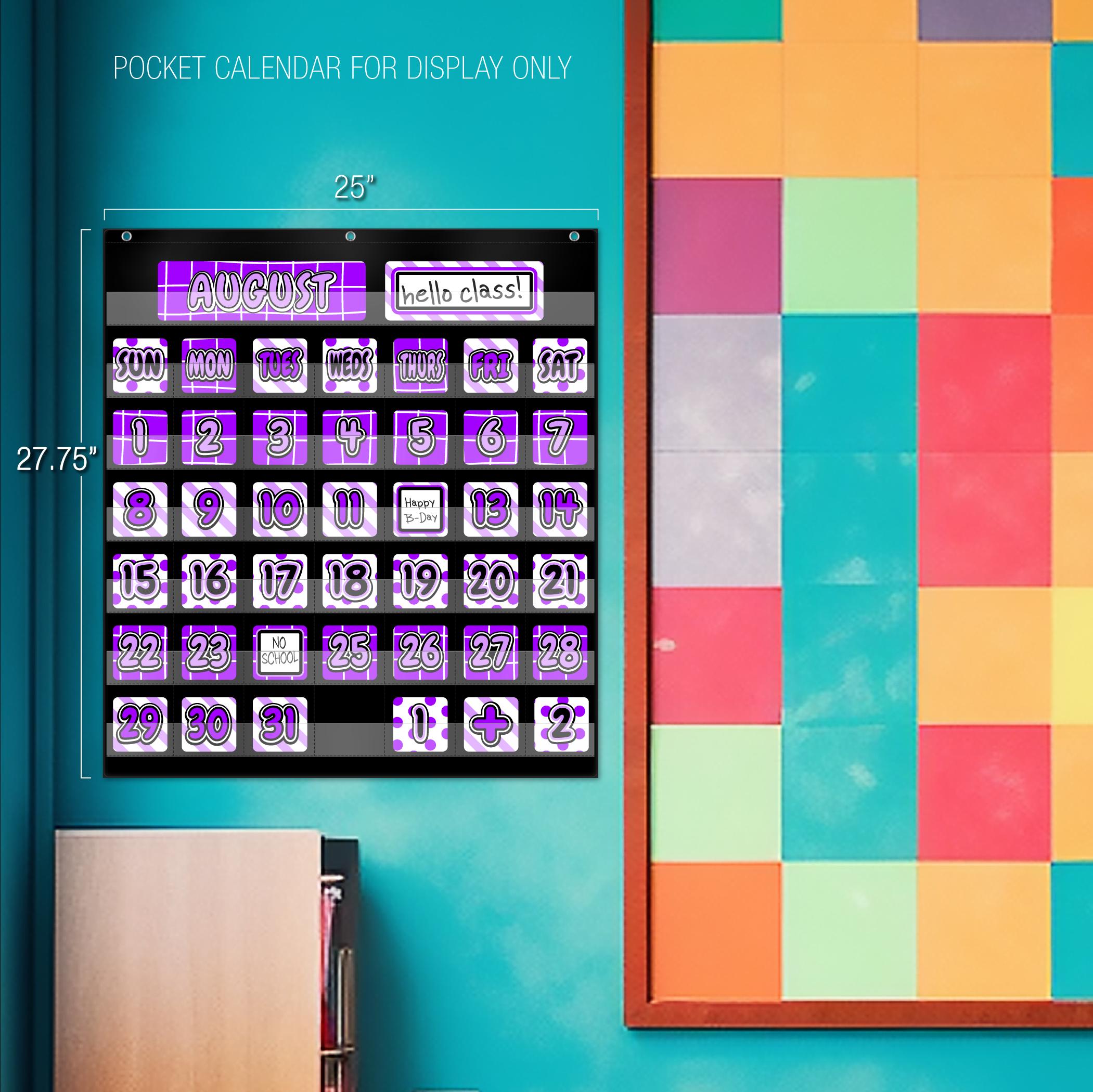 Wall Calendar - Pocket Chart for Teachers | Grid, Diagonal Stripes ...