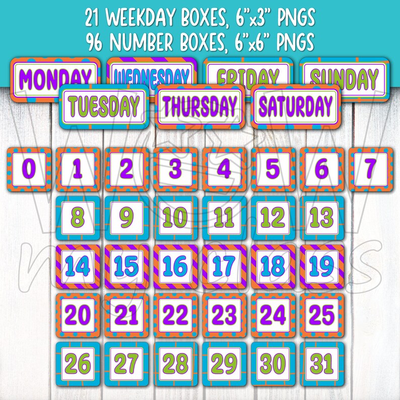 Wall Calendar - Standard - for Teachers | Grid, Stripes, Polka Dots ...