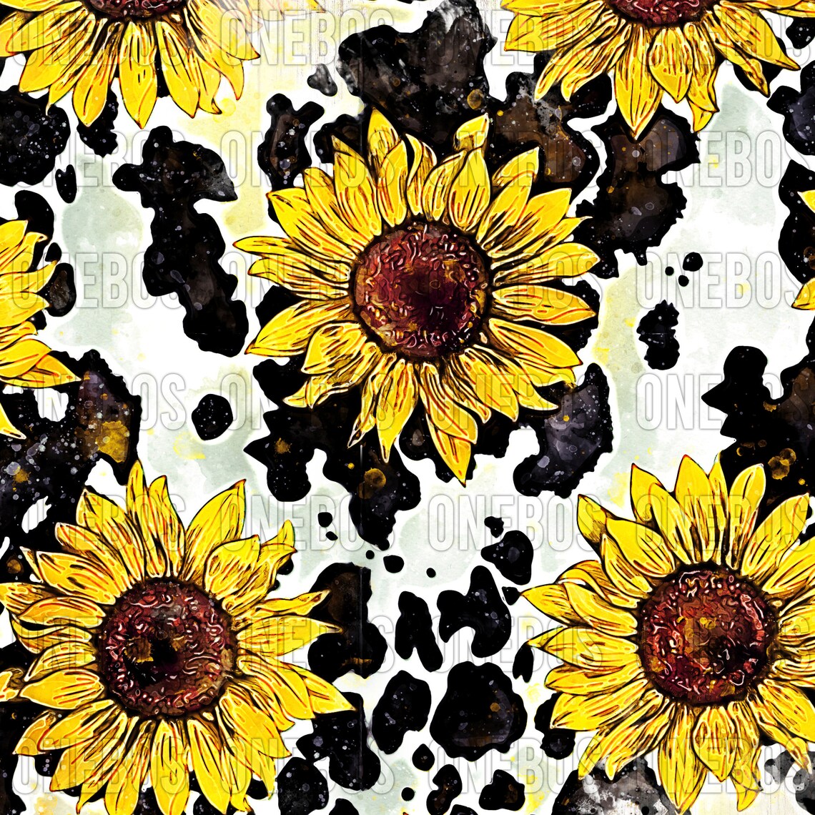 Cow Sunflower Patch Background | Digital Download Round and Distress ...