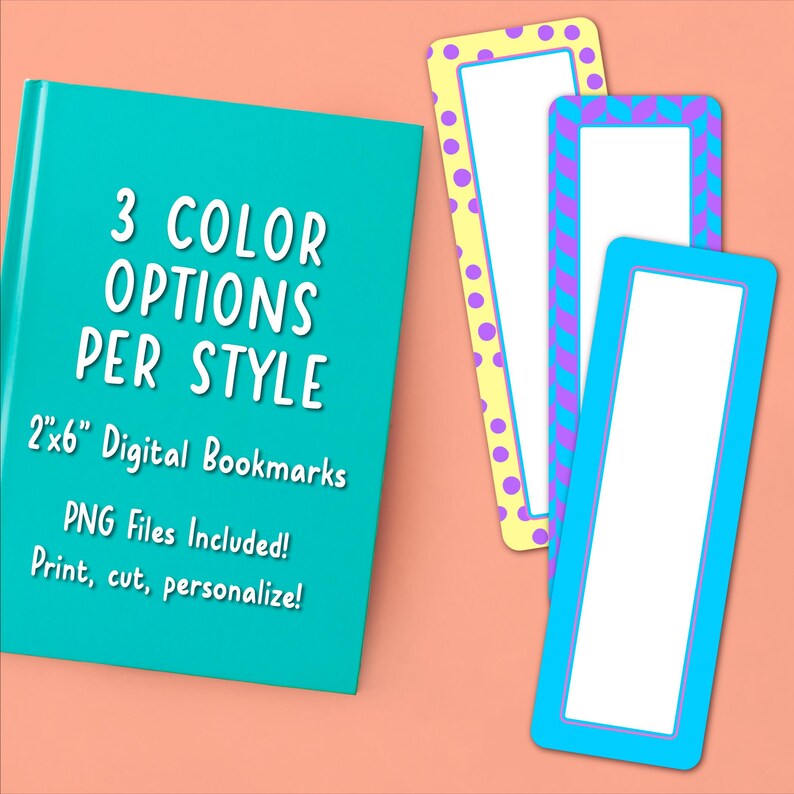 Digital Bookmarks (printable), Clipart Bundle Set of 12 | Lined & Blank ...