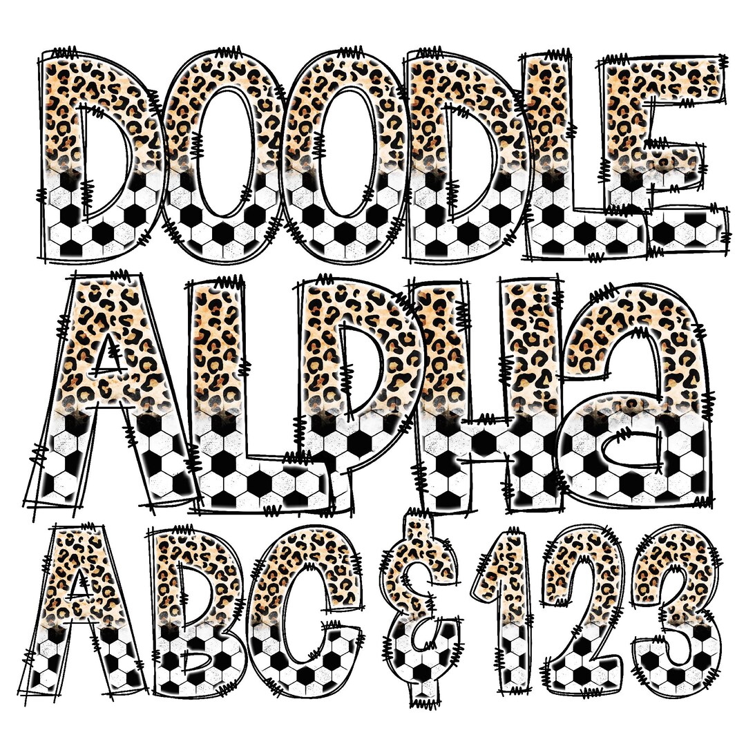 Soccer Alphabet PNG, Football Alphabet PNG, Doodle Letters & Numbers ...
