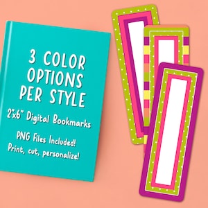 Digital Bookmarks (printable), Clipart Bundle Set of 12 | Lined & Blank ...