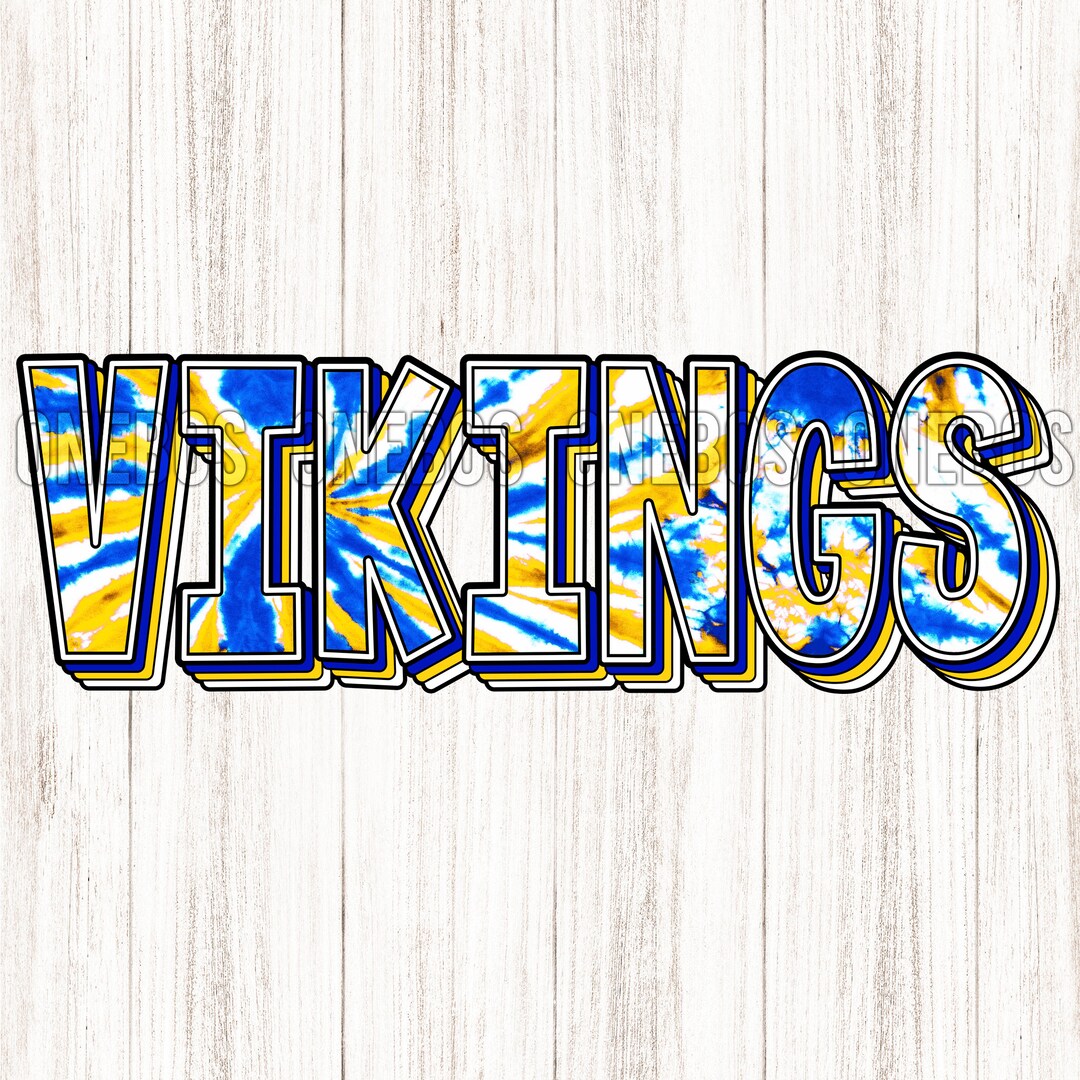 Vikings School Spirit Mascot Digital Download PNG, Tie-dye Blue, Gold ...