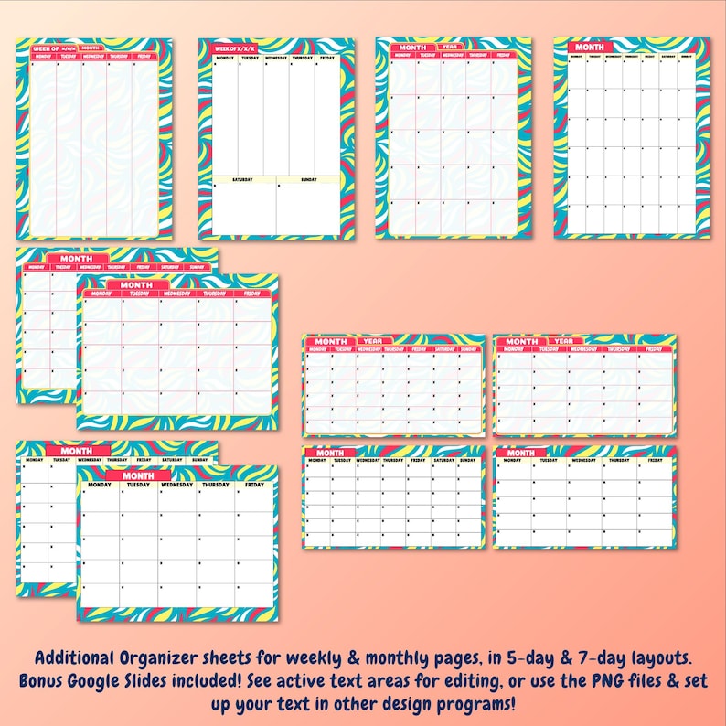 Calendar Pack - Editable Daily | Weekly | Monthly | Yearly | Zebra ...
