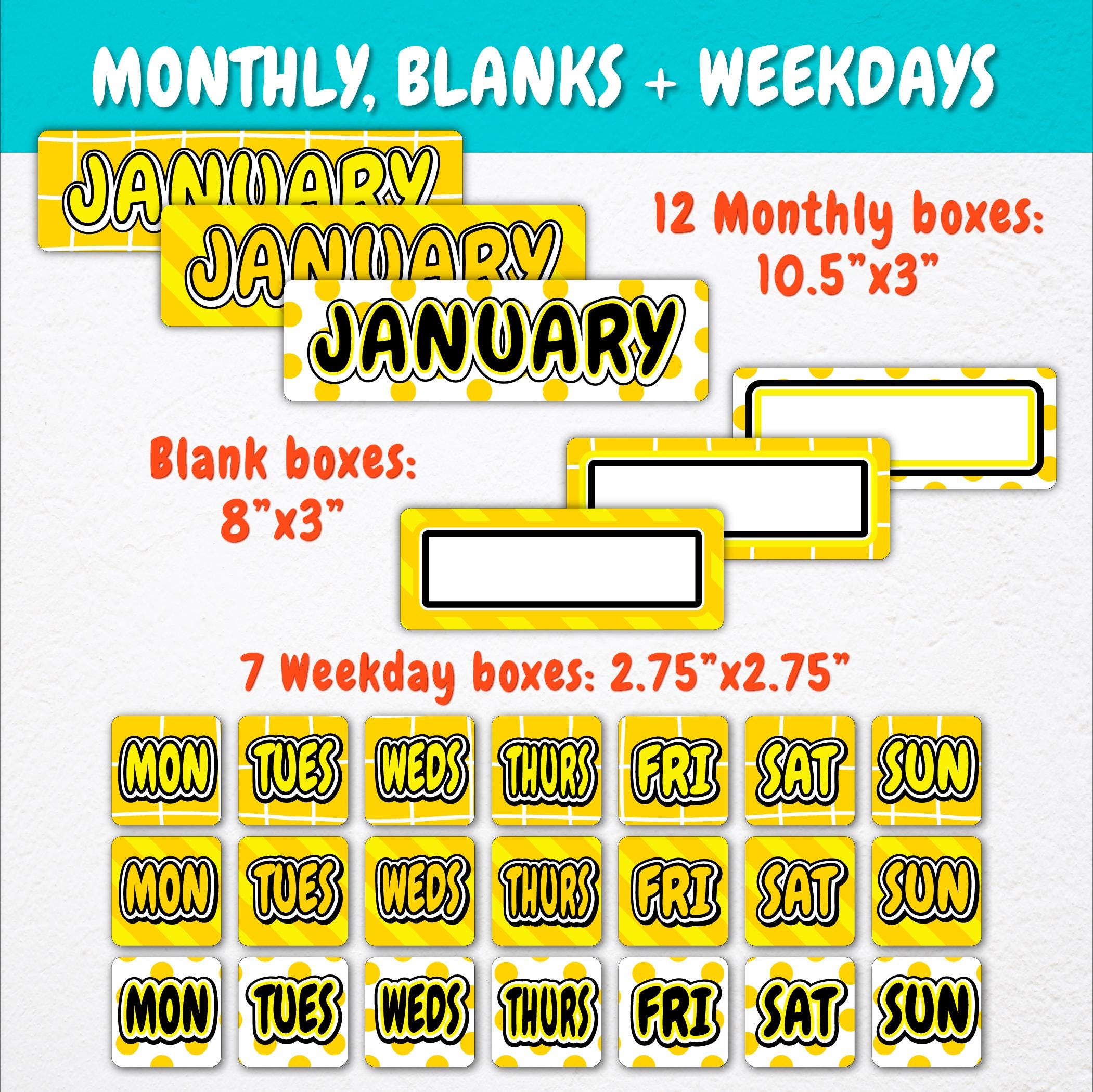 Wall Calendar - Pocket Chart for Teachers | Hand Drawn Grid, Diagonal ...