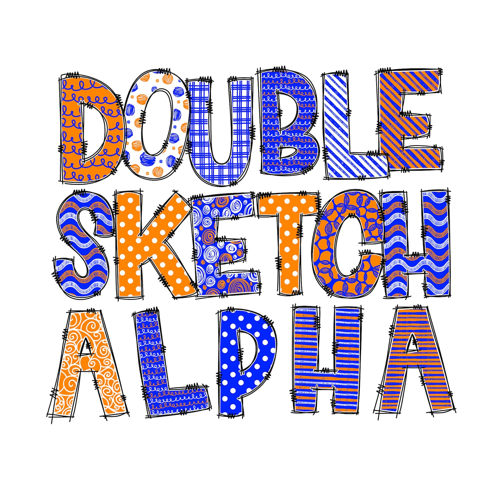 Double Alphabet Bundle | Royal Orange White | 2 Full Alpha & Number ...