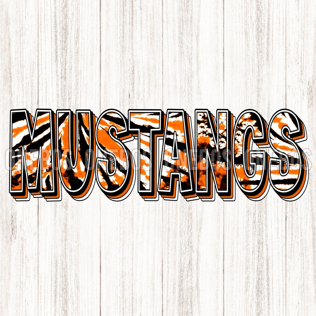 Mustangs, Mascot Digital Download PNG, Tie-dye Orange White & Black ...