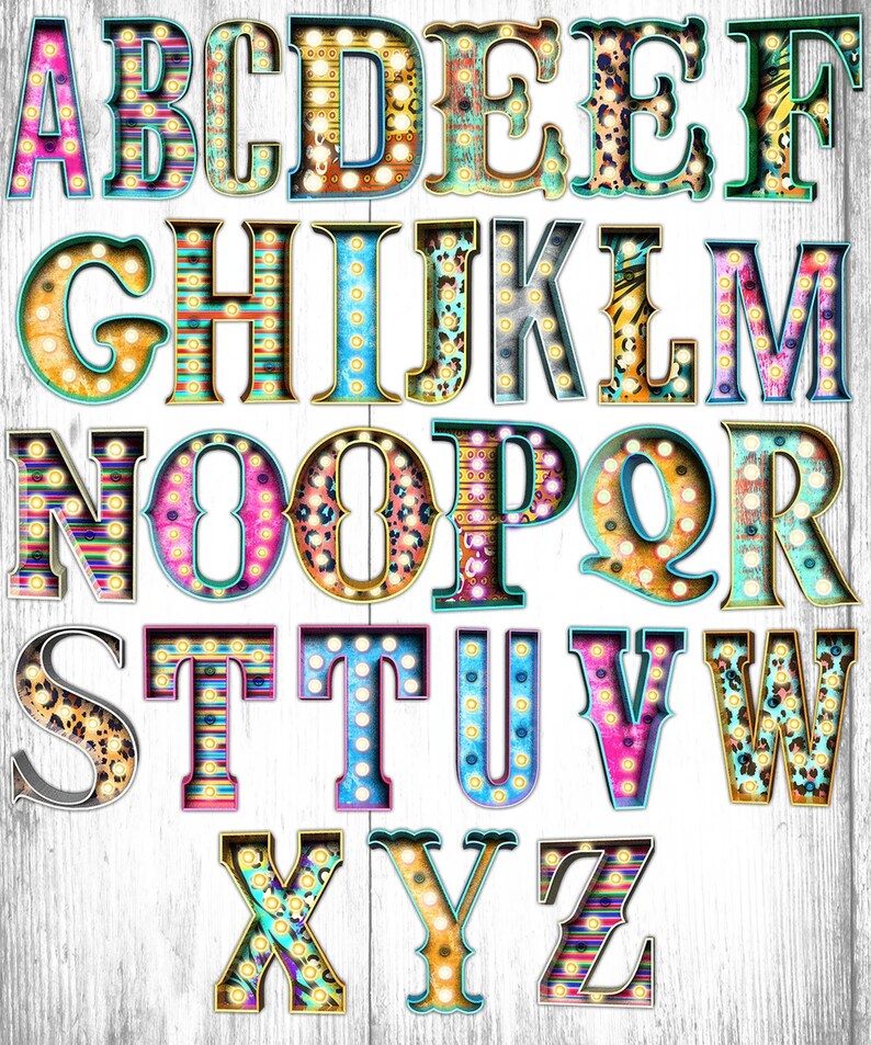 Patterned Alphabet PNG Decorative Marquee Letters & Marquee - Etsy