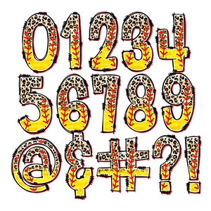 Softball Letters PNG With Leopard and Ball Stitching Background Pattern ...