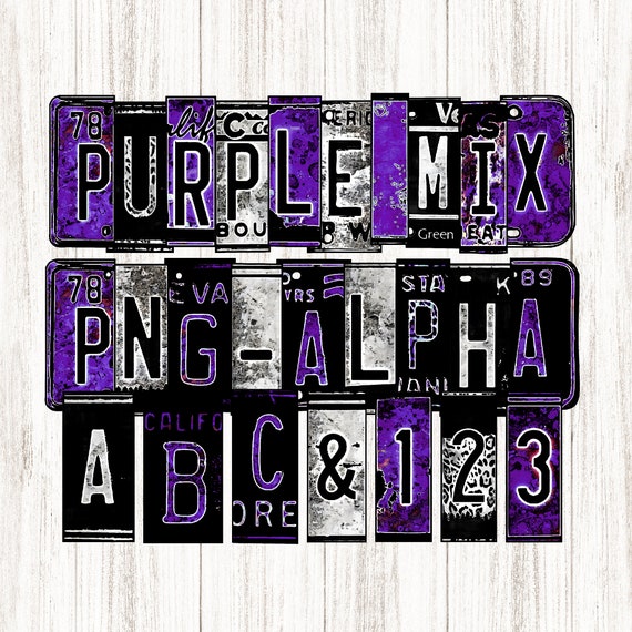 Purple & Black License Plate Alphabet Mix Match Letters - Etsy