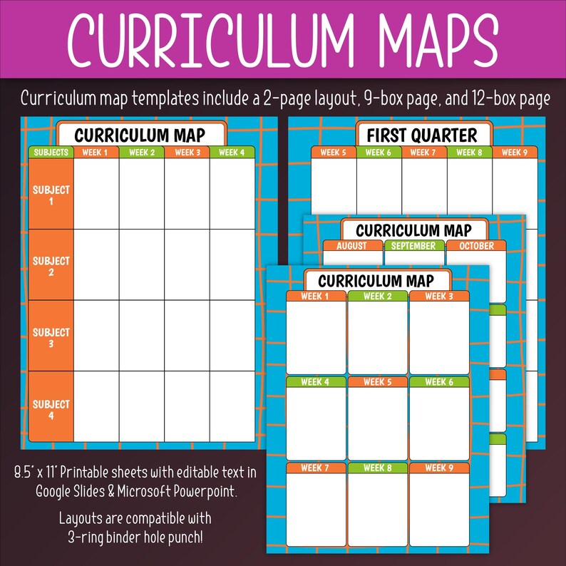 Lesson Plan Sheets & Curriculum Maps (editable) | Grid, Diagonal ...