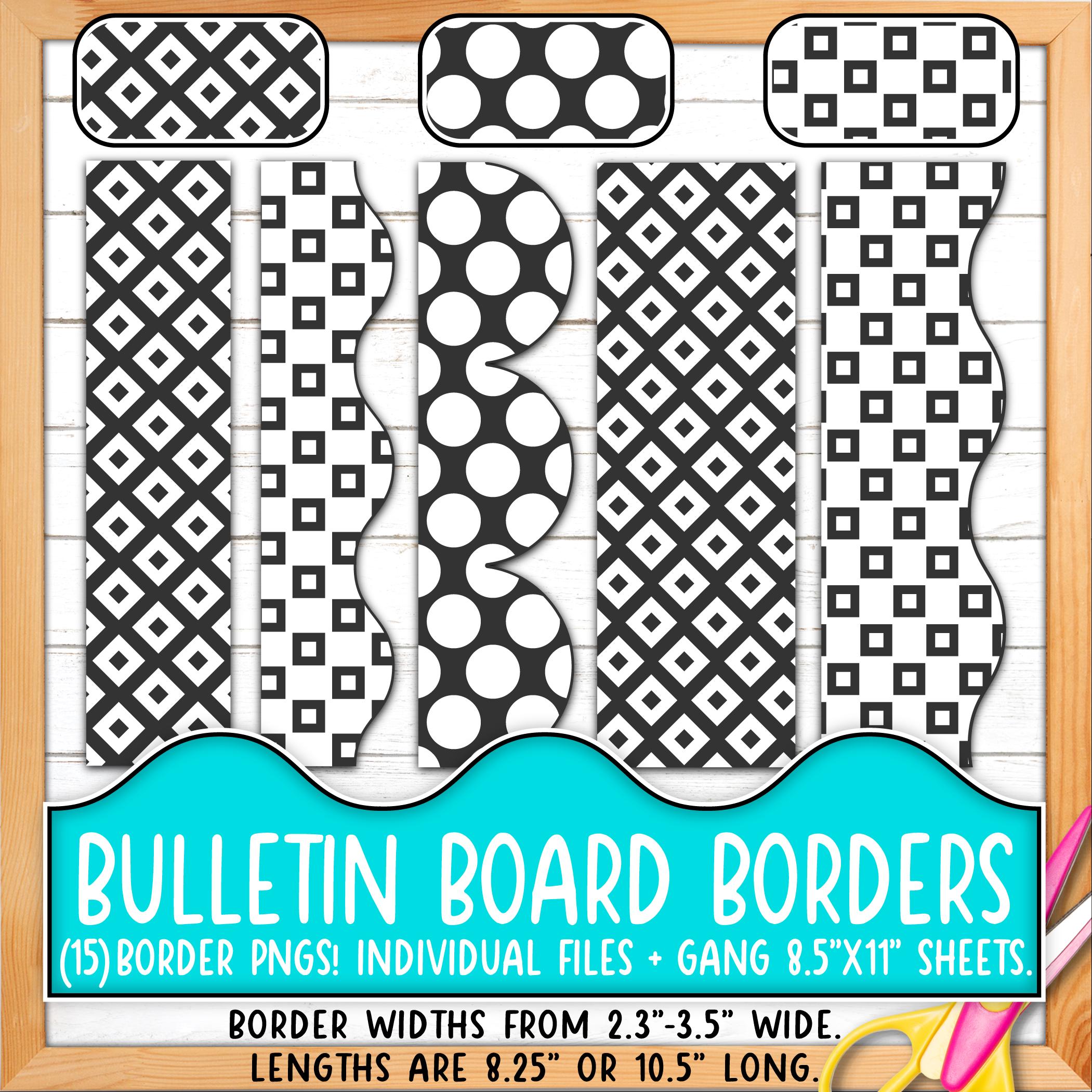 Borders for Bulletin Boards | Print & Cut, Seamless | Black, White, Ink ...